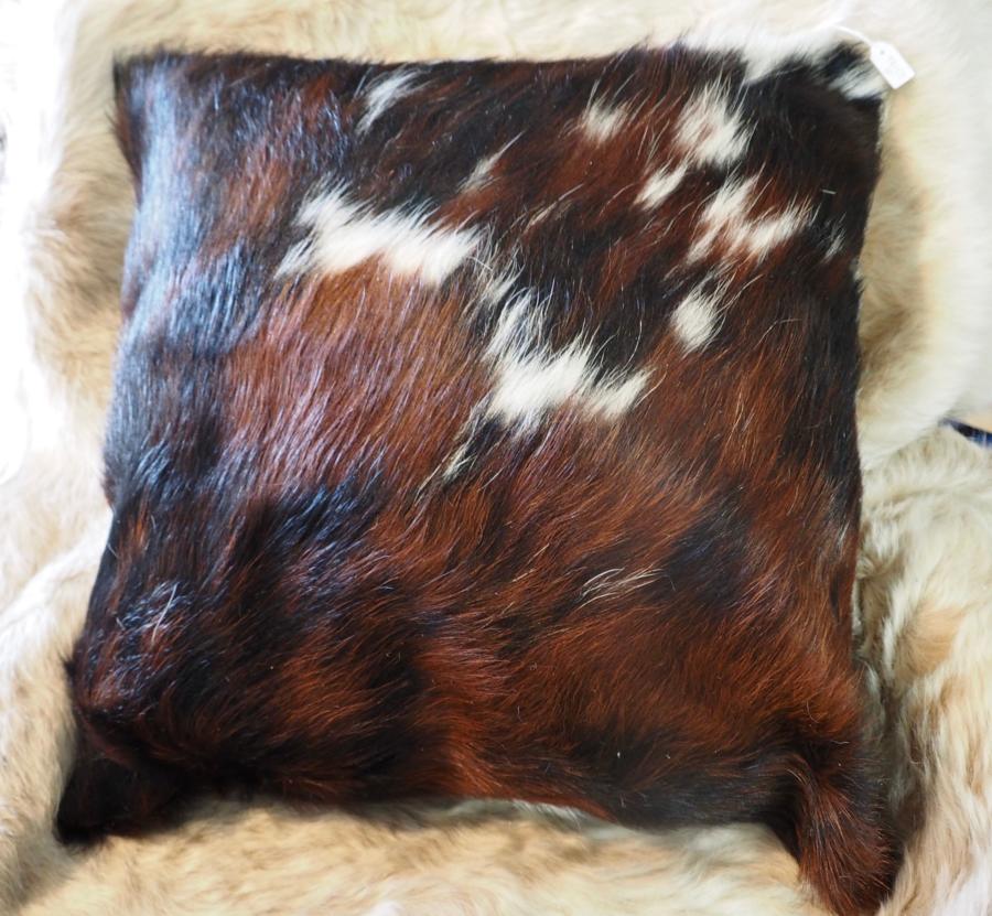 A Beautiful Tri Coloured 50cm Sq Cowhide Cushion