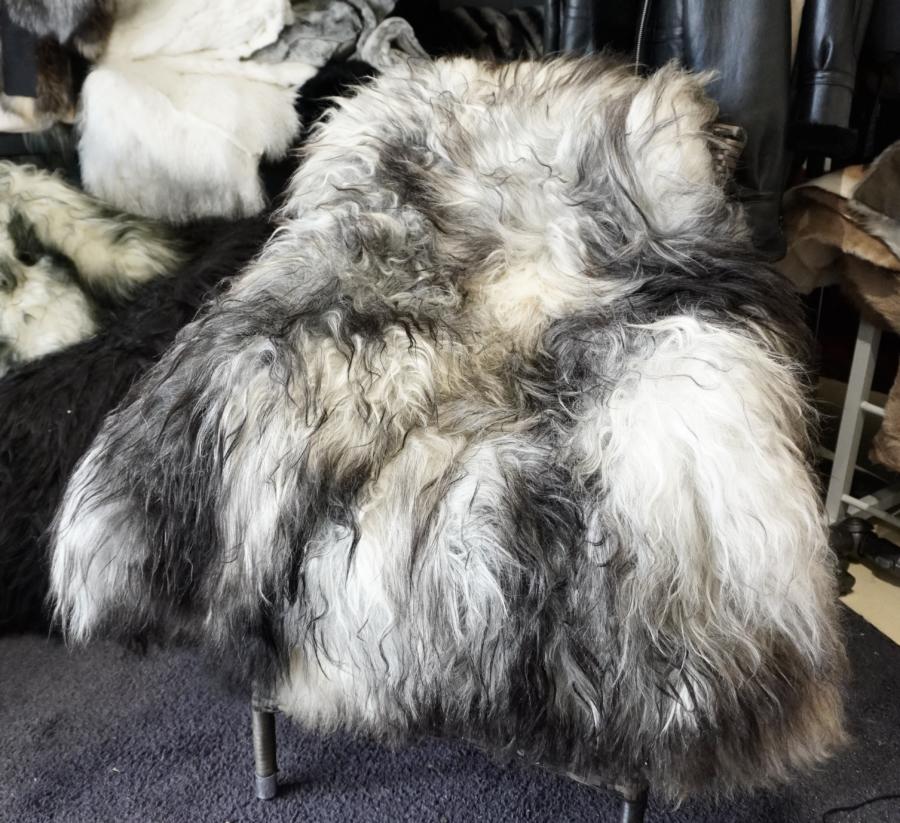 A Stunning Shades of Natural Grey Long Wool Icelandic Sheepskin Rug