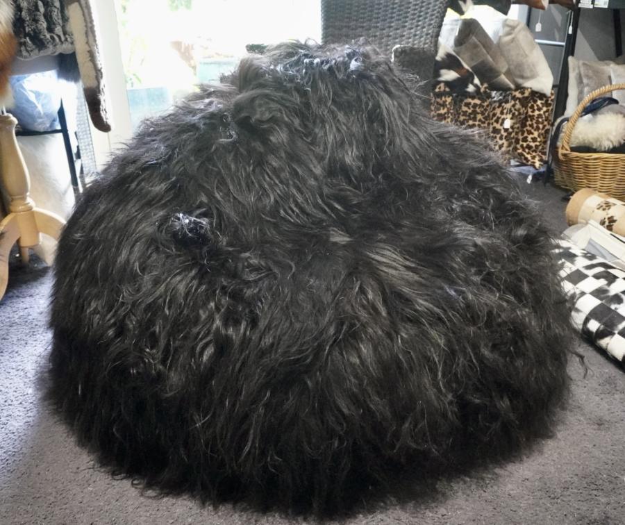 Amazing Natural Black Icelandic Long Wool Bean Bag - Awaken the Wild in ...