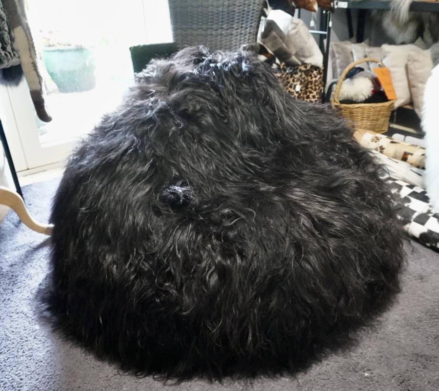 Amazing Natural Black Icelandic Long Wool Bean Bag - Awaken the Wild in ...