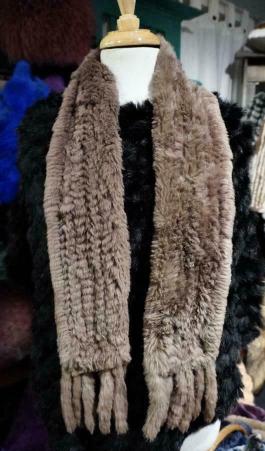Classic Colour and Classic Style -A Beautiful Fringed Rabbit Fur Scarf