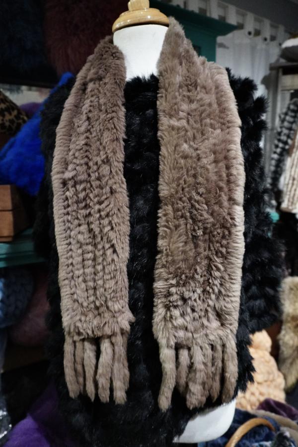 Classic Colour and Classic Style -A Beautiful Fringed Rabbit Fur Scarf