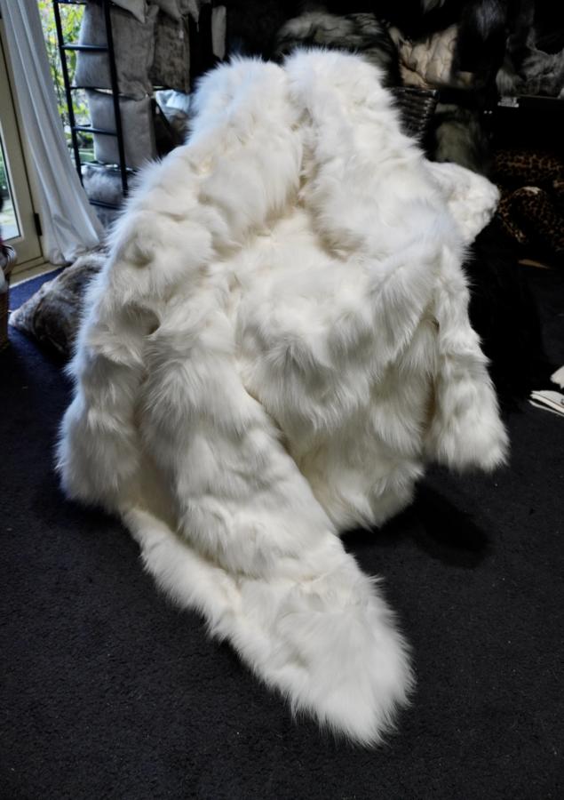 Pure Snow White Fox Fur Throw
