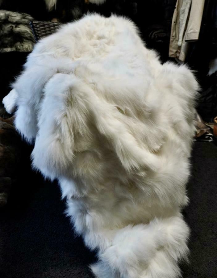 Pure Snow White Fox Fur Throw