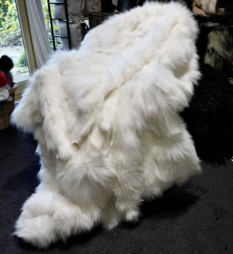 Pure Snow White Fox Fur Throw