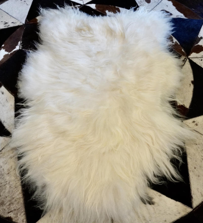 Wonderful White Long Wool Icelandic Sheepskin