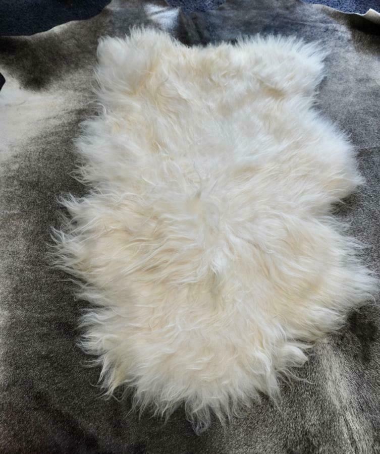 A Beautiful Snow White Long Wool Icelandic Sheepskin Rug